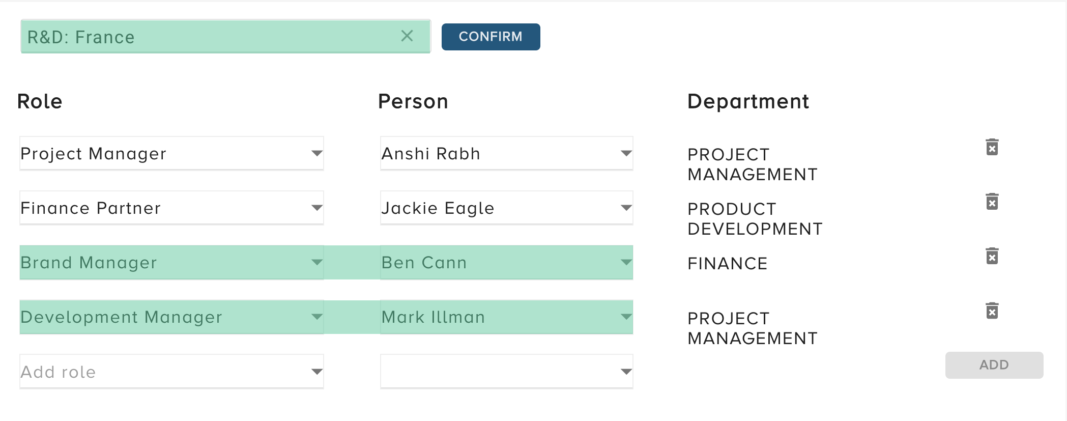Adding teams to projects – Bubble PPM