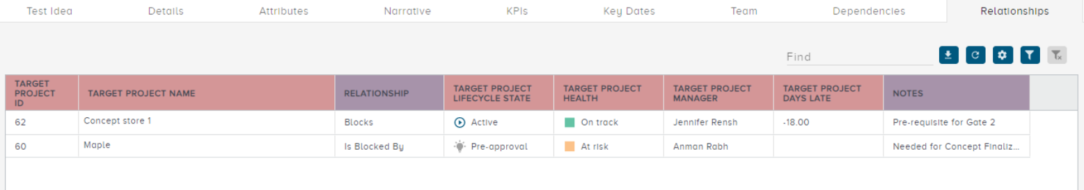 Managing Project-to-Project relationships – Bubble PPM